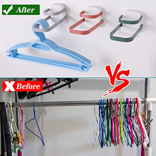 BULFULL Hanger Organizer No Punching Hanger Storage Rack, Foldable Hanger Storage Holder Hanger Organizer Rack Double Layer, Hanger Holder Stand Hanger Organizer Stacker for Closet Laundry Room (Grey)