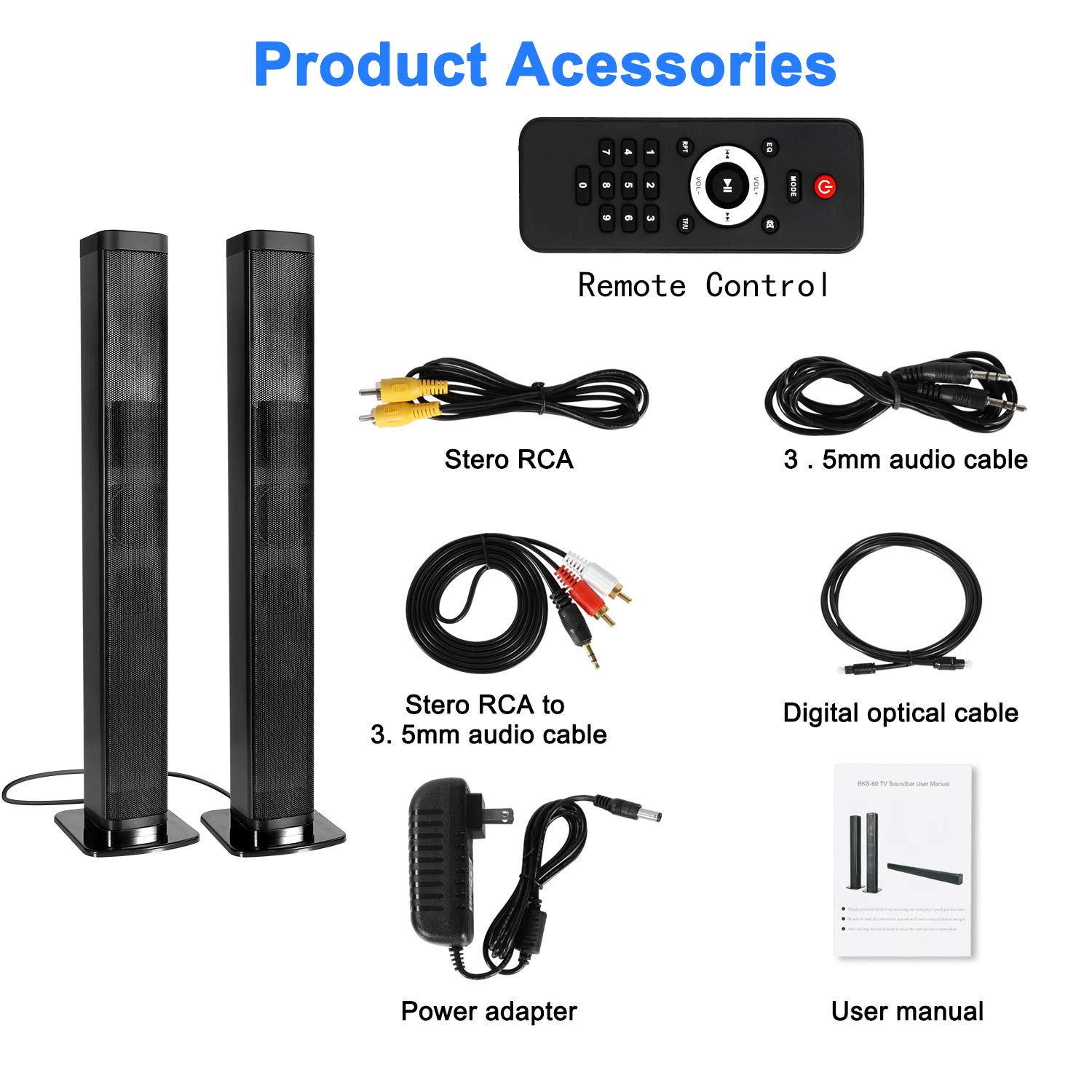 NA TV Sound bar, Bluetooth soundbar Speaker for tv with Surround Sound Home Theater System combinable Desgin, 4 Driver Speakers,tv/pc/Phone/Tablet Connection Remote Control,Wall Mountable