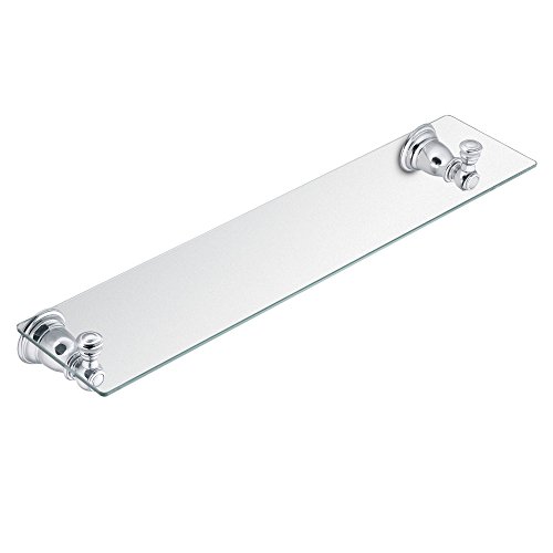 Moen YB5490CH Kingsley 20-Inch W x 5-Inch D Decorative Bathroom Vanity Glass Shelf,, Chrome