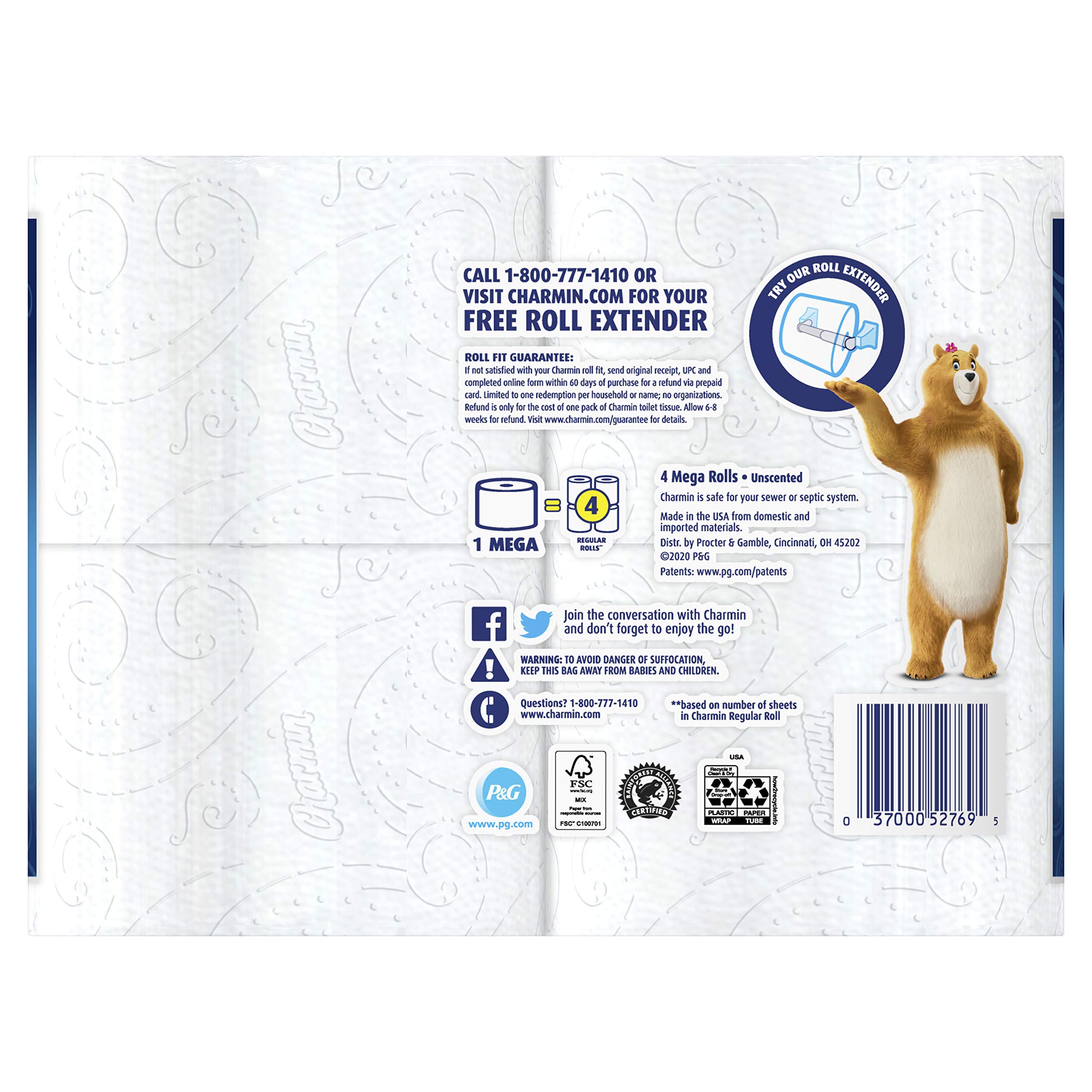 Charmin Ultra Soft Bathroom Tissue, 4 Count (Pack of 1), White 4 per Pack