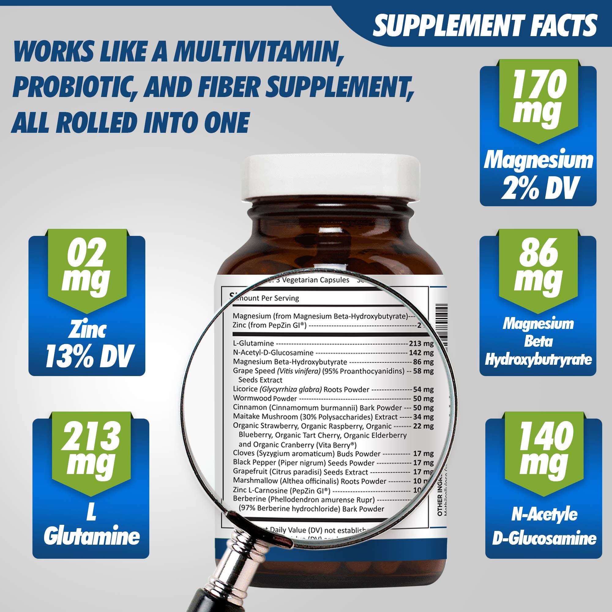 Guthealth MED TotaI Complete Full Restore - Complete Restore Revitalize - Maximum Leaky Gut Relief | Provides Total Full Restore for The Gut Lining Support Blend 90 Capsules