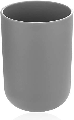 6 Pcs Plastic Bathroom Accessory Set Luxury Bath Accessories Bath Set Lotion Bottles, Toothbrush Holder, Tooth Mug, Soap Dish, Toilet Brush, Trash Can, Rubbish Bin (Grey)