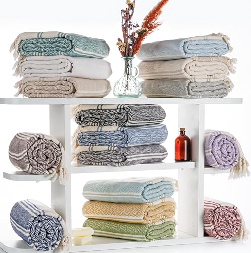 DEMMEX Ultra Soft Turkish Bath and Beach Towel - 100% Organic Cotton, Lightweight Quick-Dry Peshtemal, Prewashed, Diamond Weave, Oeko-TEX Certified, 71x36 - Luxury Beach, Spa, Bathroom Use, Dark Gray