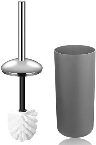 6 Pcs Plastic Bathroom Accessory Set Luxury Bath Accessories Bath Set Lotion Bottles, Toothbrush Holder, Tooth Mug, Soap Dish, Toilet Brush, Trash Can, Rubbish Bin (Grey)