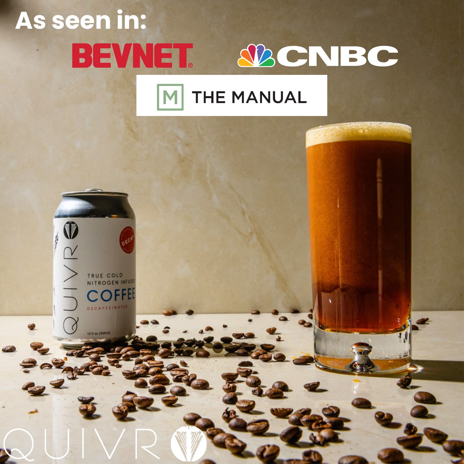 Decaf Nitro Cold Brew Coffee - 12 ounce can - Caffeine-Free - Medium Roast - 12 pack
