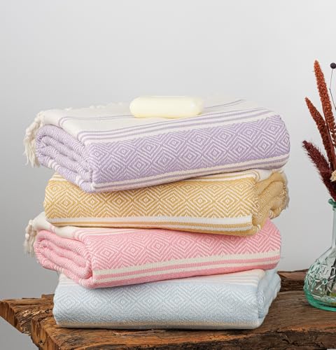 DEMMEX Ultra Soft Turkish Bath and Beach Towel - 100% Organic Cotton, Lightweight Quick-Dry Peshtemal, Prewashed, Diamond Weave, Oeko-TEX Certified, 71x36 - Luxury Beach, Spa, Bathroom Use, Dark Gray