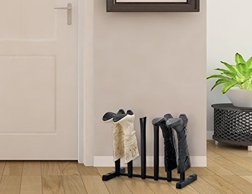 MyGift Black Durable Plastic Boot Rack Organizer Tall Boots Shape Maintainer Stand, Freestanding Boots and Shoe Rack, Holds up to 3 Pairs