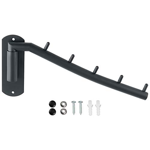 Alise Garment Rack Folding Clothes Hanger Rack Hook Stainless Steel Garment Hooks with Swing Arm Holder,Clothing and Closet Rod Storage Organizer for Bedrooms Wardrobe Cloakroom,Black