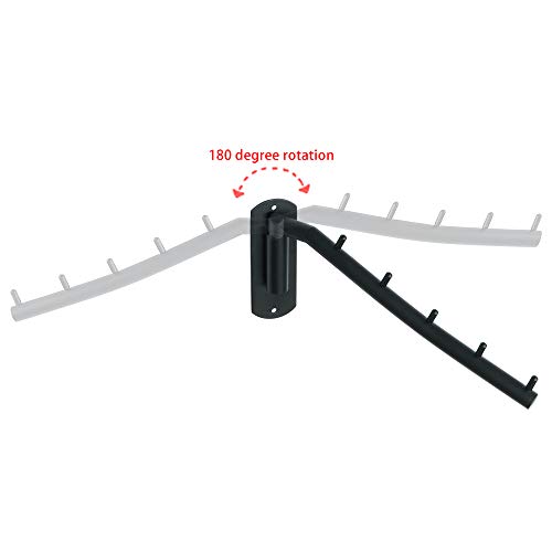 Alise Garment Rack Folding Clothes Hanger Rack Hook Stainless Steel Garment Hooks with Swing Arm Holder,Clothing and Closet Rod Storage Organizer for Bedrooms Wardrobe Cloakroom,Black