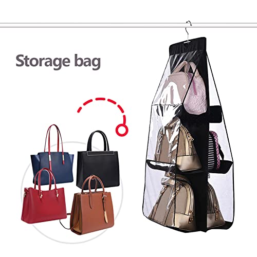 3 Pack Hanging Purse Organizer Handbag Hanger Storage Organizer Bags Holder for Closet Bedroom, Black