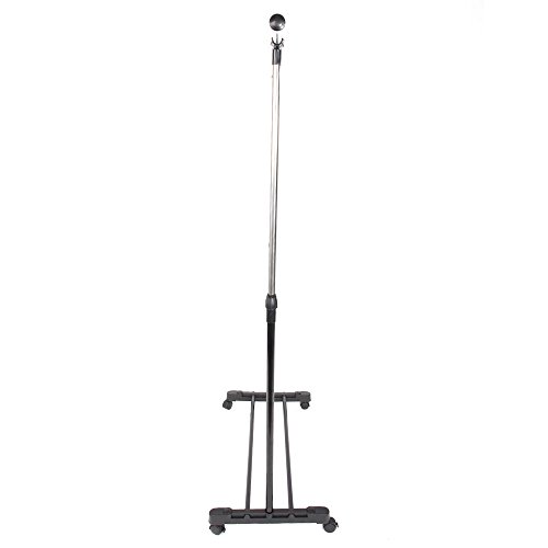 Guangshuohui Clothes Garment Rack, Clothing Rolling Rack on Wheels and Bottom Shelves, Black & Silver (A)