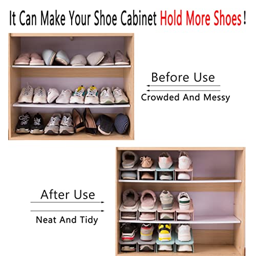 Fuduovang Shoe Slots Organizer 8 Pack, Double Layer Stack Shoe 50% Space-Saving Storage Shoe Rack Detachable and combinable simple shoe rack creative storage shoe rack household shoe storage rack