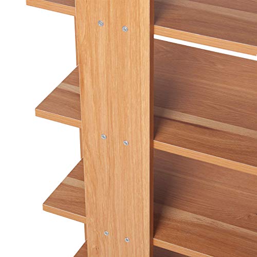 Elevens 18 Pairs Shoe Rack with Top Shelf and Hanging Bar (Wood)