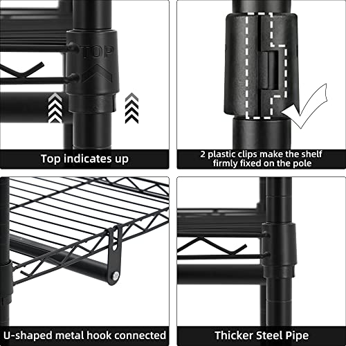SIMFLAG Clothing Rack, 3 Tiers Garment Rack with Shelves, Rolling Garment Rack, Clothing Racks for Hanging Clothes, Lockable Wheels and Side Hooks, Max Load 460 lbs