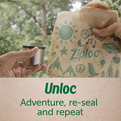 Ziploc Paper Sandwich and Snack Bags, Recyclable & Sealable with Fun Designs, 50 Bags Total