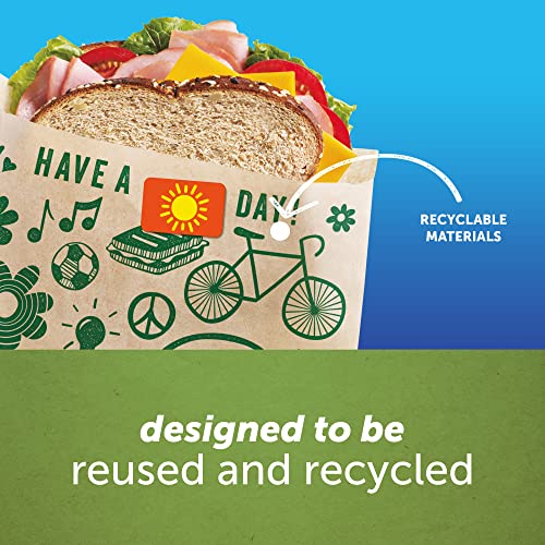 Ziploc Paper Sandwich and Snack Bags, Recyclable & Sealable with Fun Designs, 50 Bags Total