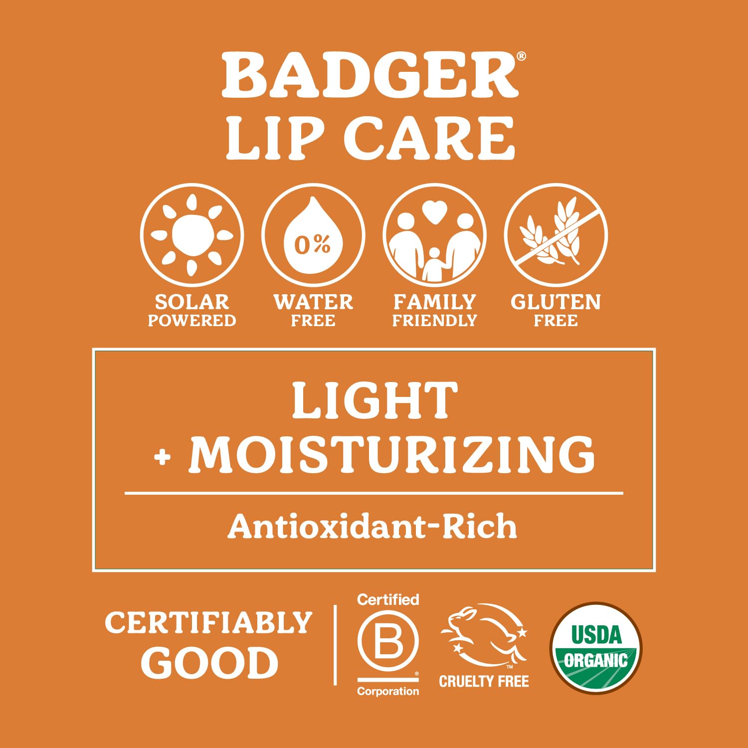Badger Lavender Orange Classic Lip Balm, 100% Organic Lip Balm, Long Lasting Lip Care w/Light Silky Texture, Uplifting Orange & Calming Lavender Lip Balm, 4 Pack
