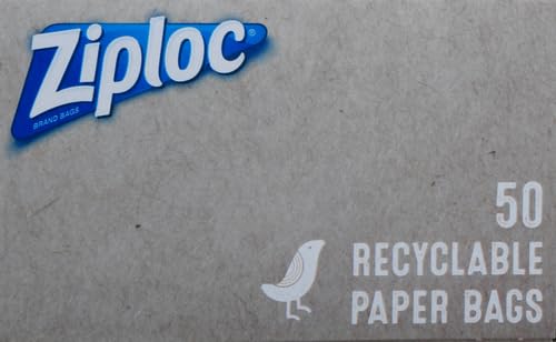 Ziploc Paper Sandwich and Snack Bags, Recyclable & Sealable with Fun Designs, 50 Bags Total
