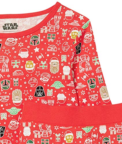 Amazon Essentials Disney | Marvel | Star Wars Women's Snug-Fit Cotton Pajama Sleepwear Sets - Discontinued Colors, Star Wars Holiday - Womens Snug-fit, Medium