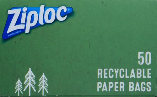 Ziploc Paper Sandwich and Snack Bags, Recyclable & Sealable with Fun Designs, 50 Bags Total