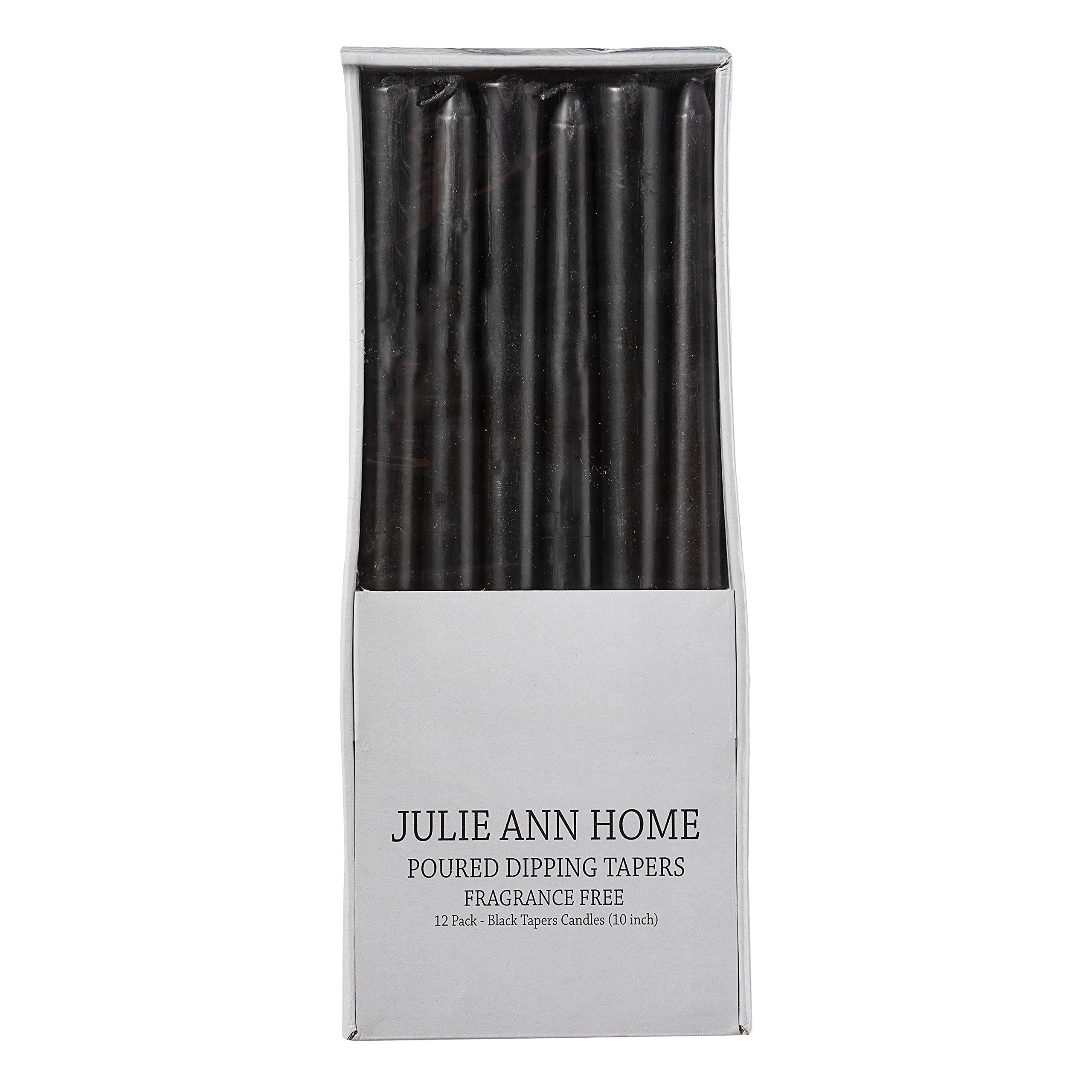 Unscented Black Taper Candles for Home – 10 Inch Tall Clean Burning Candlesticks | Perfect for Weddings, Parties, Home Décor | 12 Pack