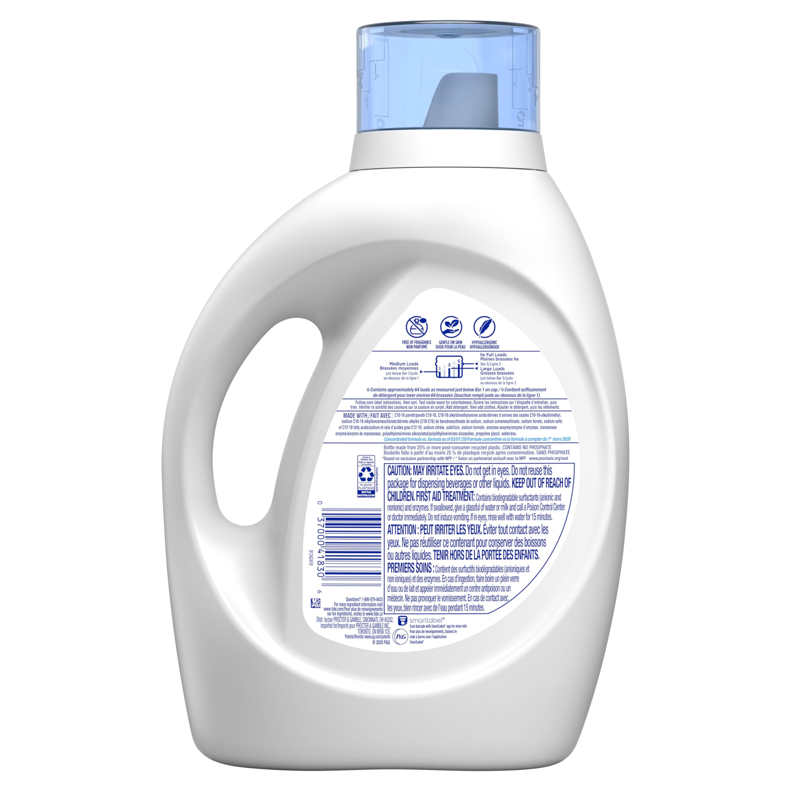 Tide Free & Gentle Liquid Laundry Detergent, 64 Loads, 2.48 L, Tide Laundry Detergent, Clean Laundry Detergent