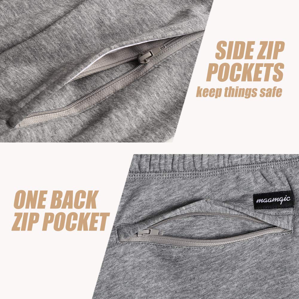 maamgic Mens Athletic Gym Shorts 5.5" Elastic Waist Casual Pajama Pocket Jogger Men Workout Short Pants Light Grey Shorts Large