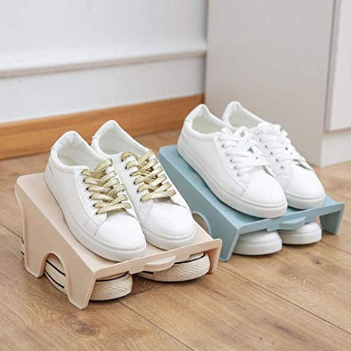 Handys Space Saving Plastic Double Shoe Slot Stacker and Organizer Rack - 4-Pack Saver Set of 4 Colors Slots for Closet Decker Multi