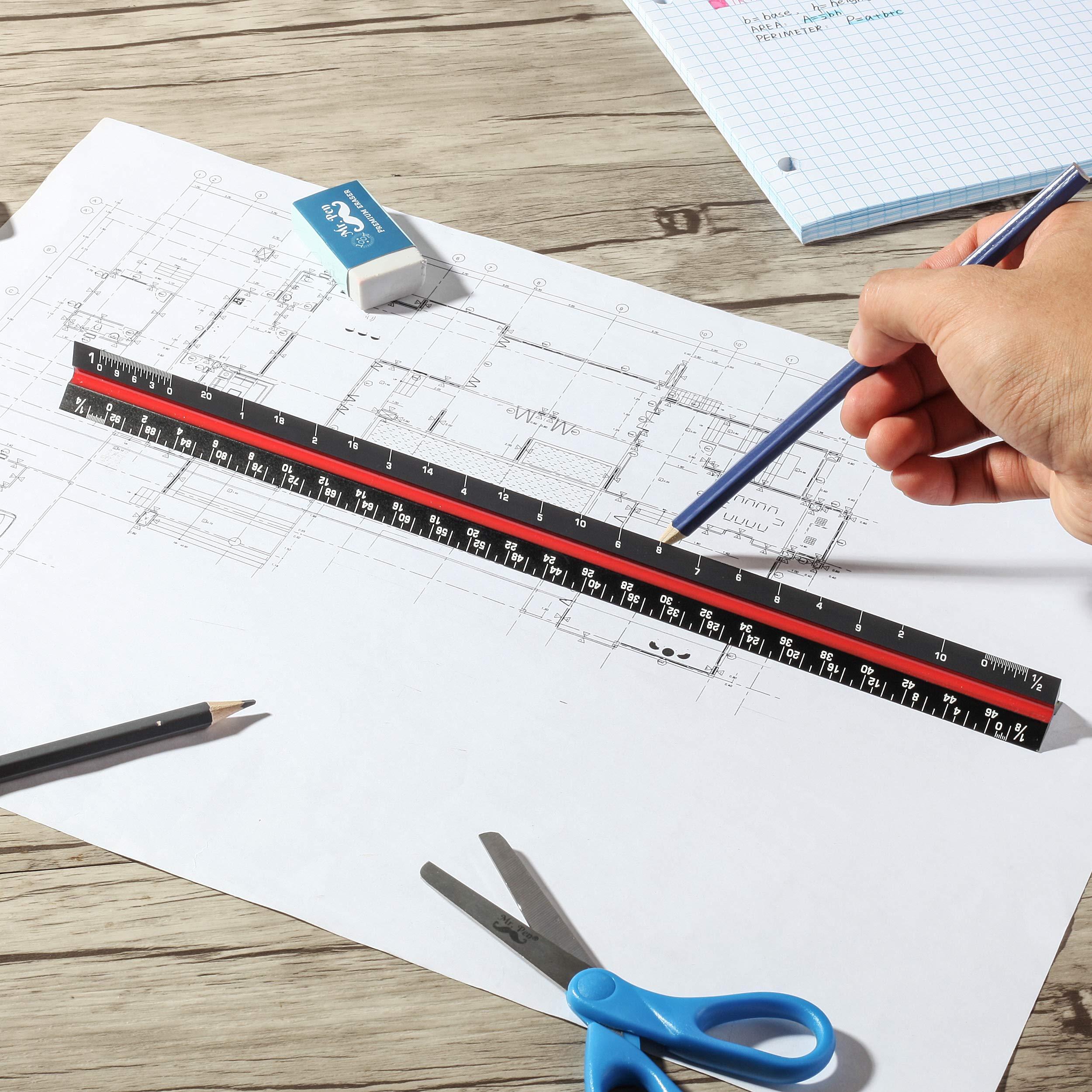 Mr. Pen- Architectural Scale, Scale Ruler, 12 inch, Black, Scale Ruler Contractor, Architect Scal, Scaling Ruler, Drawing Ruler, Architectural Ruler, Drafting Ruler, Rulers for Drawing, Drafting Tools