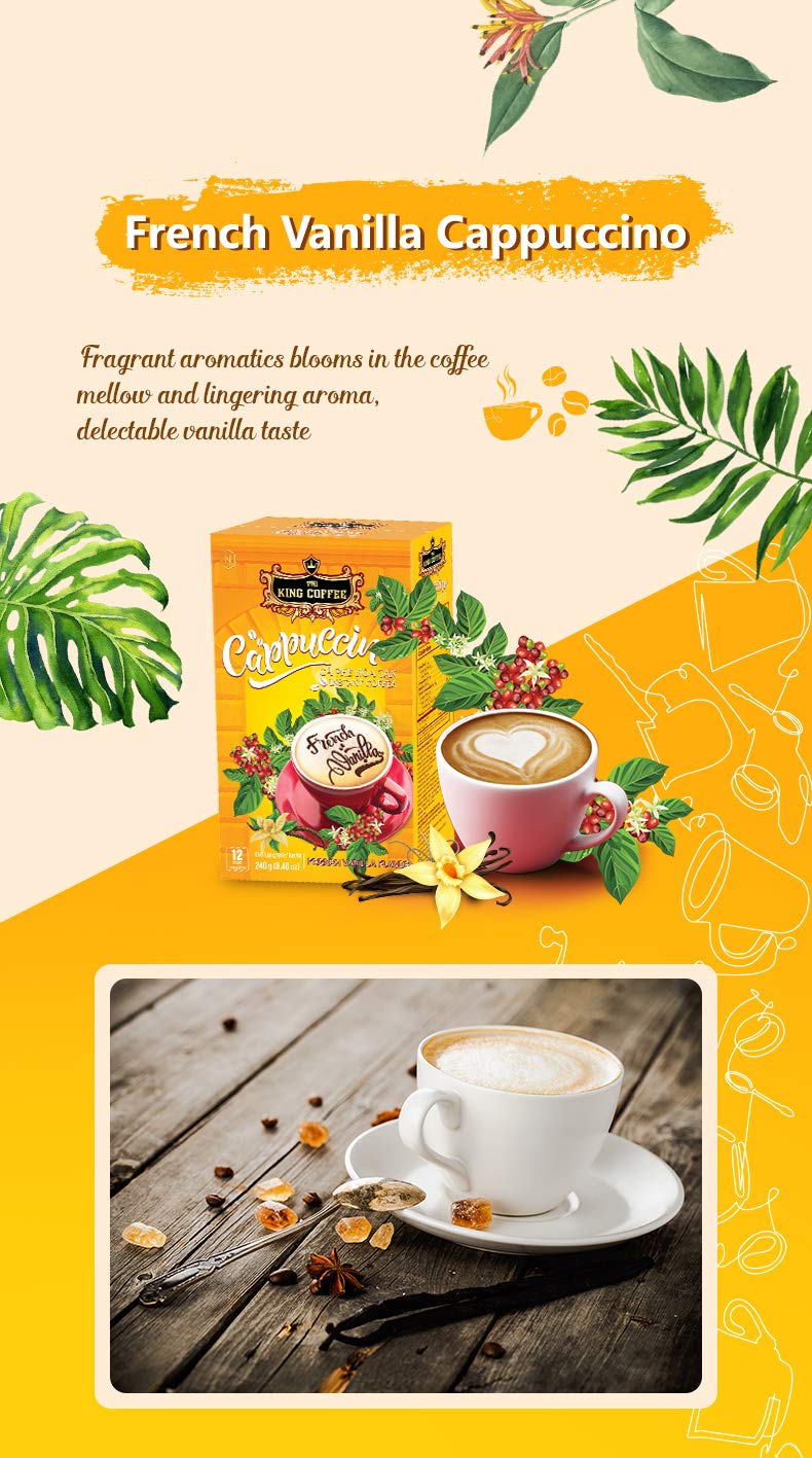 King Coffee Cappuccino French Vanilla-Box 12 sticks