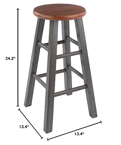 Winsome Wood Ivy Counter Stool, Rustic Gray and Teak, 24"