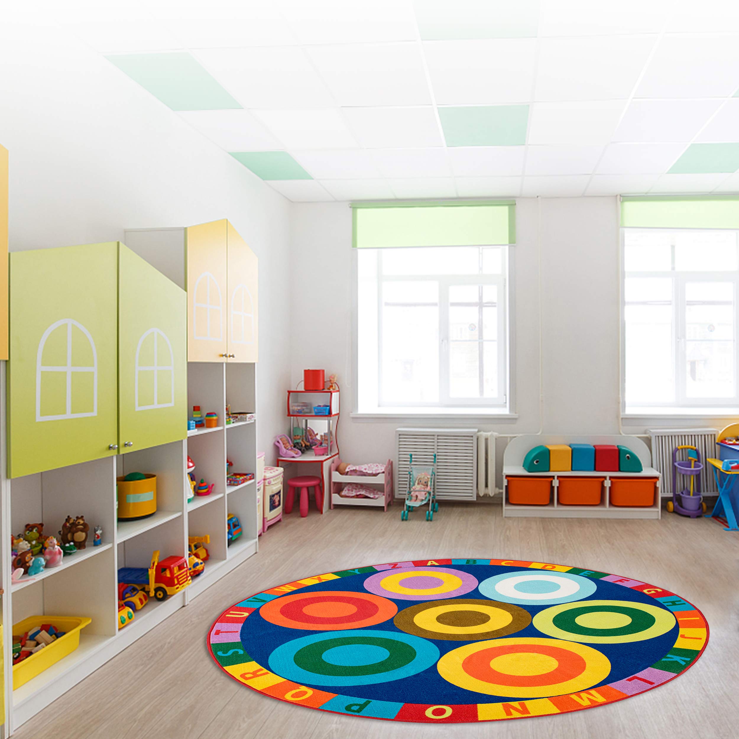 Booooom Jackson Round Classroom Rug Round Kid Classroom Seating Carpet School Rug for Classroom Elementary Circle Time Rug,6'5 x6'5 (7seats)