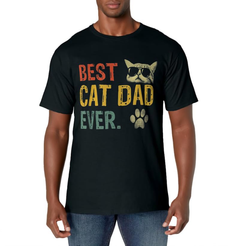 Vintage Best Cat Dad Ever T-Shirt Cat Daddy Gift T-Shirt