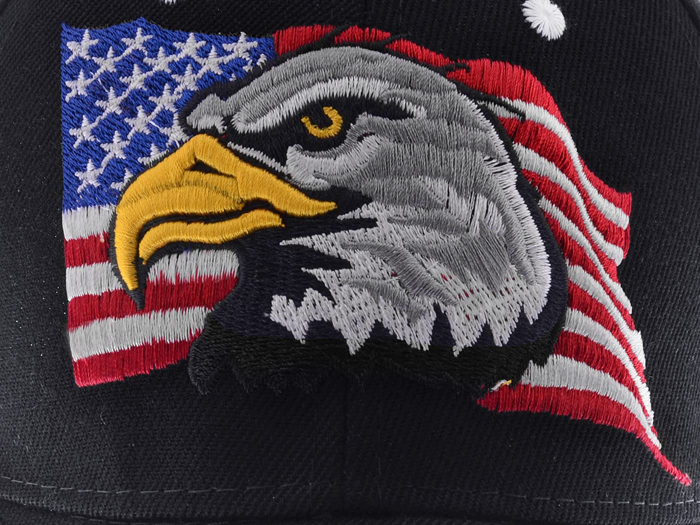 Anna-Kaci USA American Flag Patriotic Eagle Hawk Embossed 3D Adjustable Velcro Baseball Caps Hats, White USA