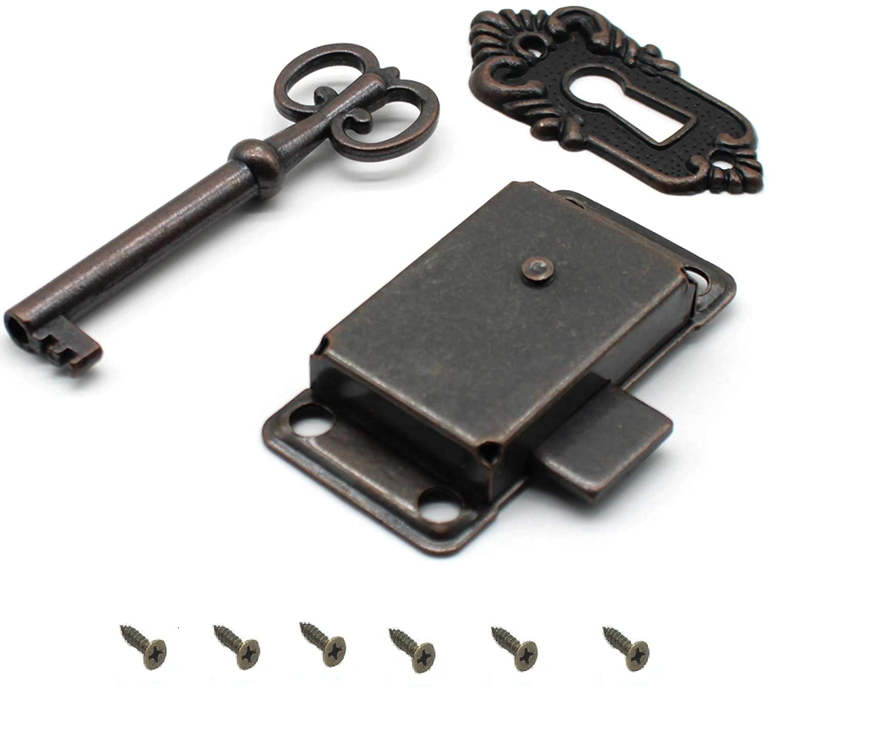 Kerixi Vintage Cabinet Cupboard Furniture Decorative Lock Case Box Lock with Key and Screws