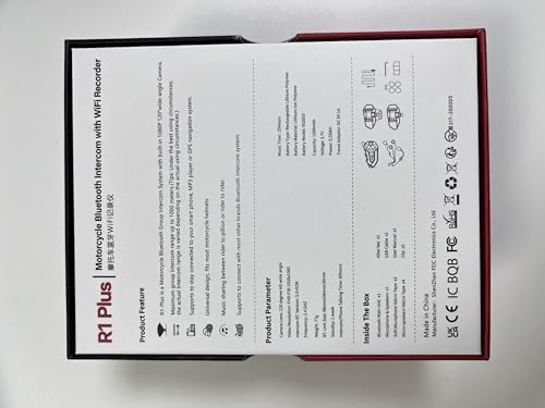 FreedConn Motorcycle Helmet Headset with Camera R1plus Bluetooth Intercom 1000M 6 Riders Waterproof Wireless FM Radio Communication Systems for Most Helmets