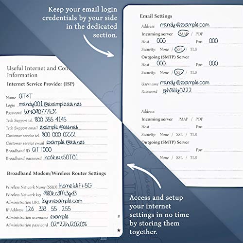 Legend Planner Password Book with Alphabetical tabs. Internet Address Keeper Logbook. Journal for Website Logins, Pocket 4x5.5" (Mystic Blue)