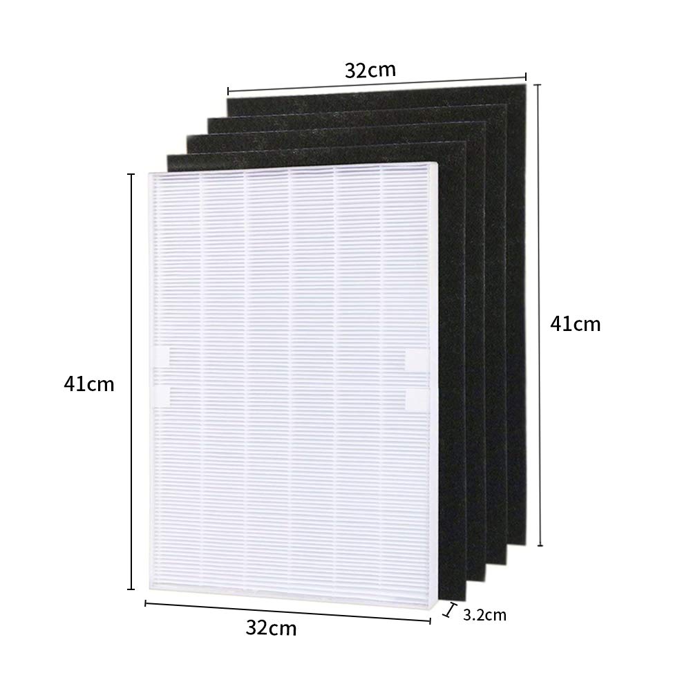WuYan 4pcs Air Purifiers Part Carbon Front Filter and 1 Main HEPA Filter for Winix 115115 5300 5500 630