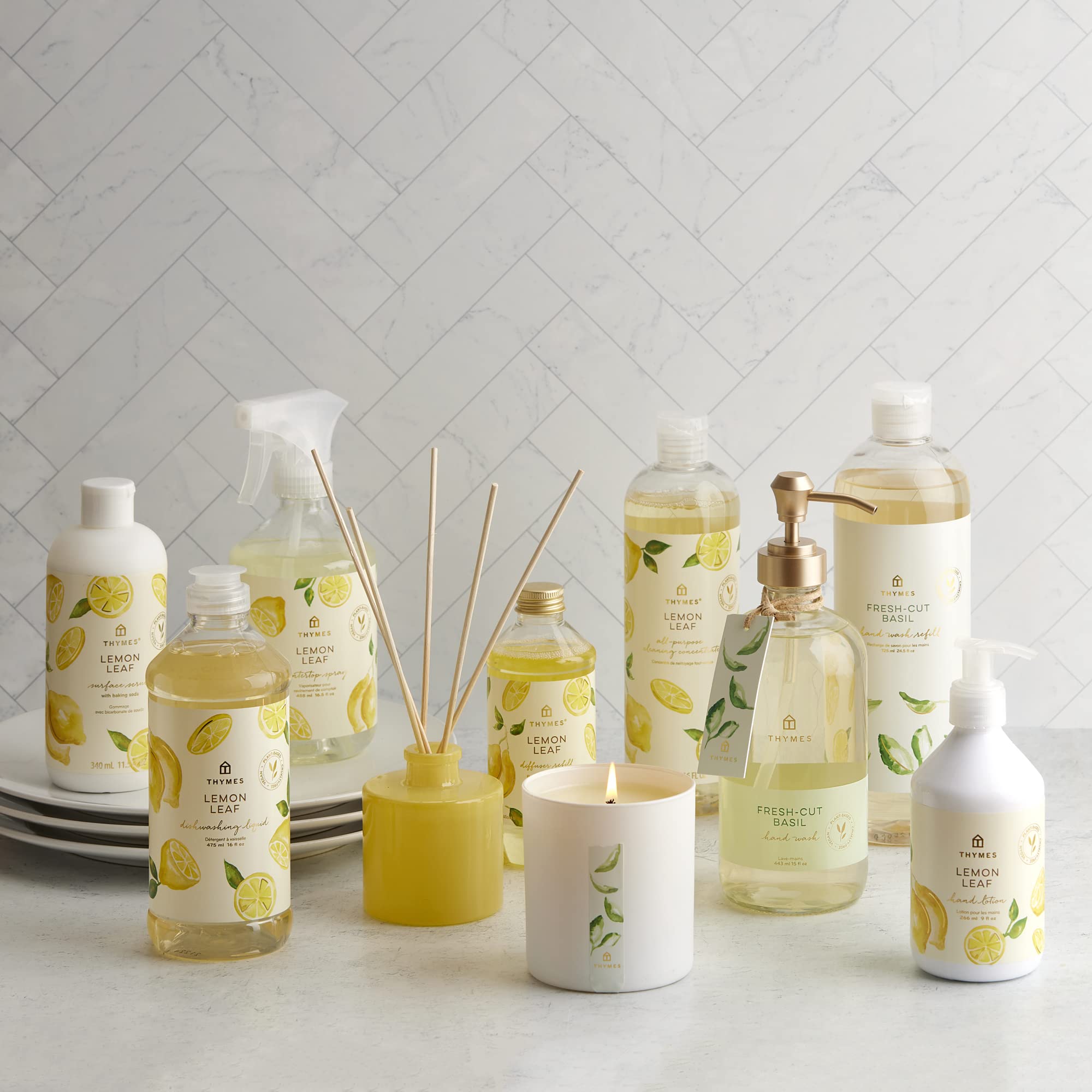 Thymes Lemon Leaf Dishwashing Liquid Soap - Eco Friendly Dish Soap Liquid for Dish Washing - Household Cleaning Supplies - 16 fl oz