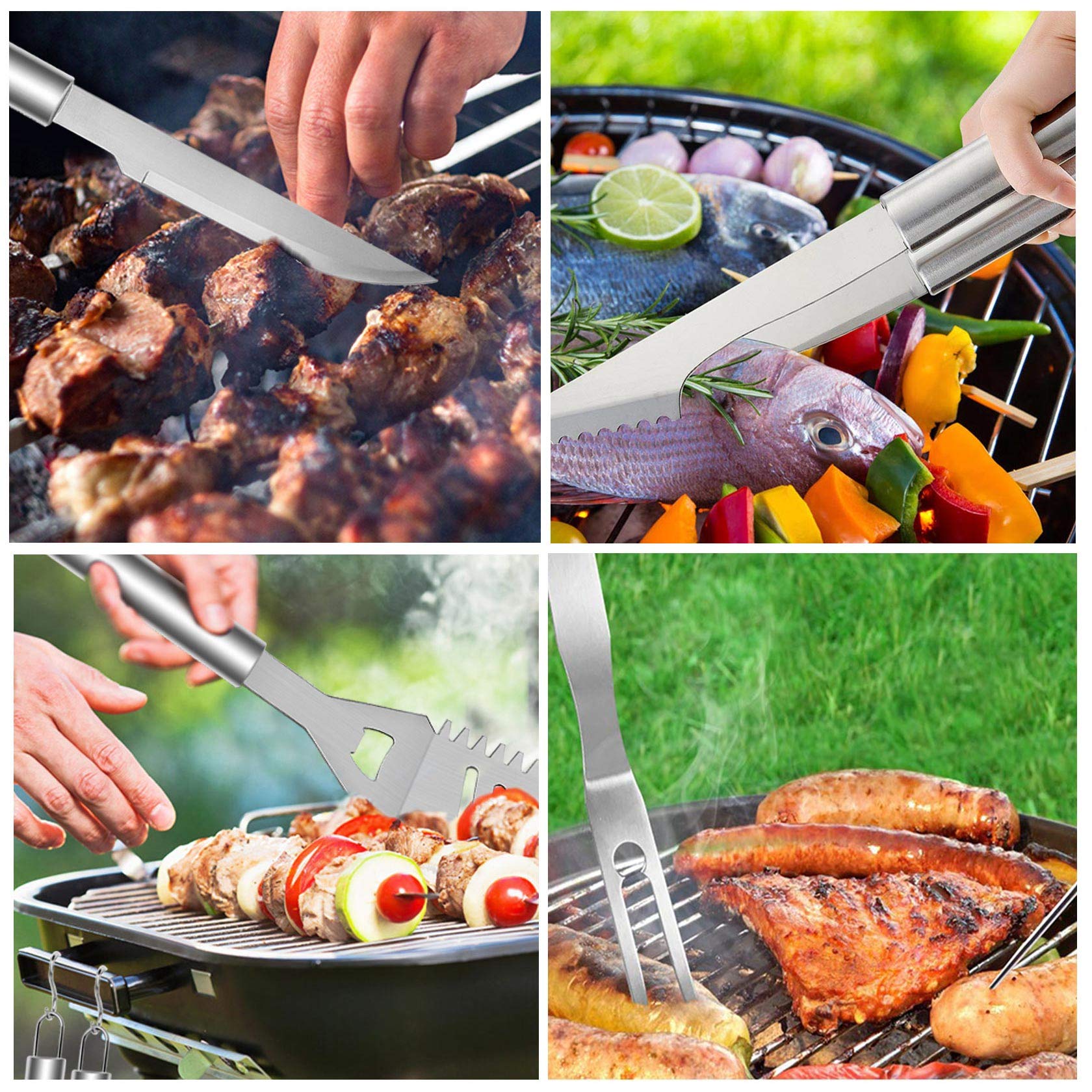 Leonyo Grilling Accessories 32PCS in Case, Professional Portable BBQ Grill Utensil Set for Kitchen Outdoor Cooking Camping Grilling Smoking, Great Gift for Men Women, Heavy Duty & Dishwasher Safe