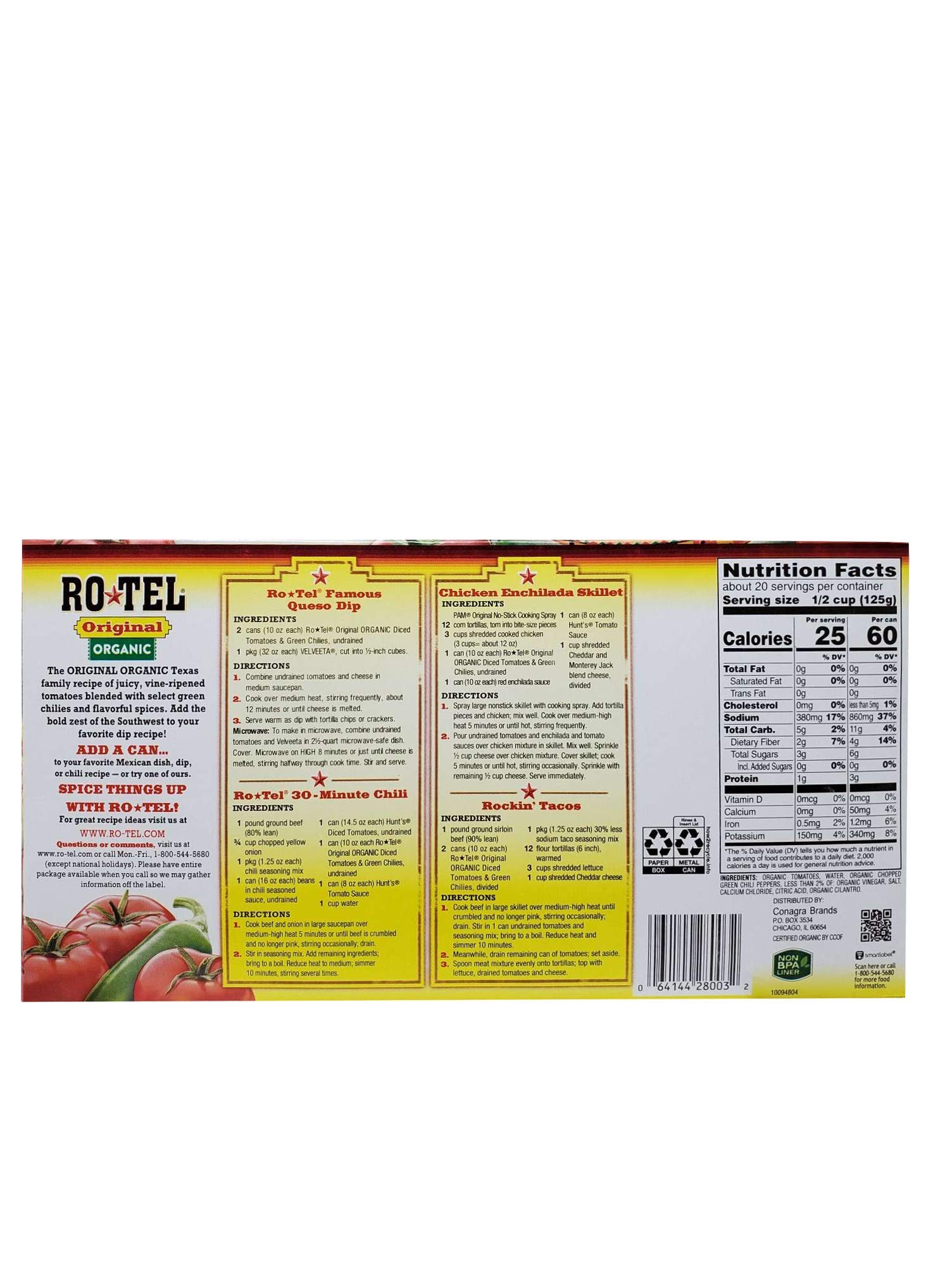 Rotel Original Organic Diced Tomatoes & Green Chilies, 10 Ounce Can (Pack of 8)