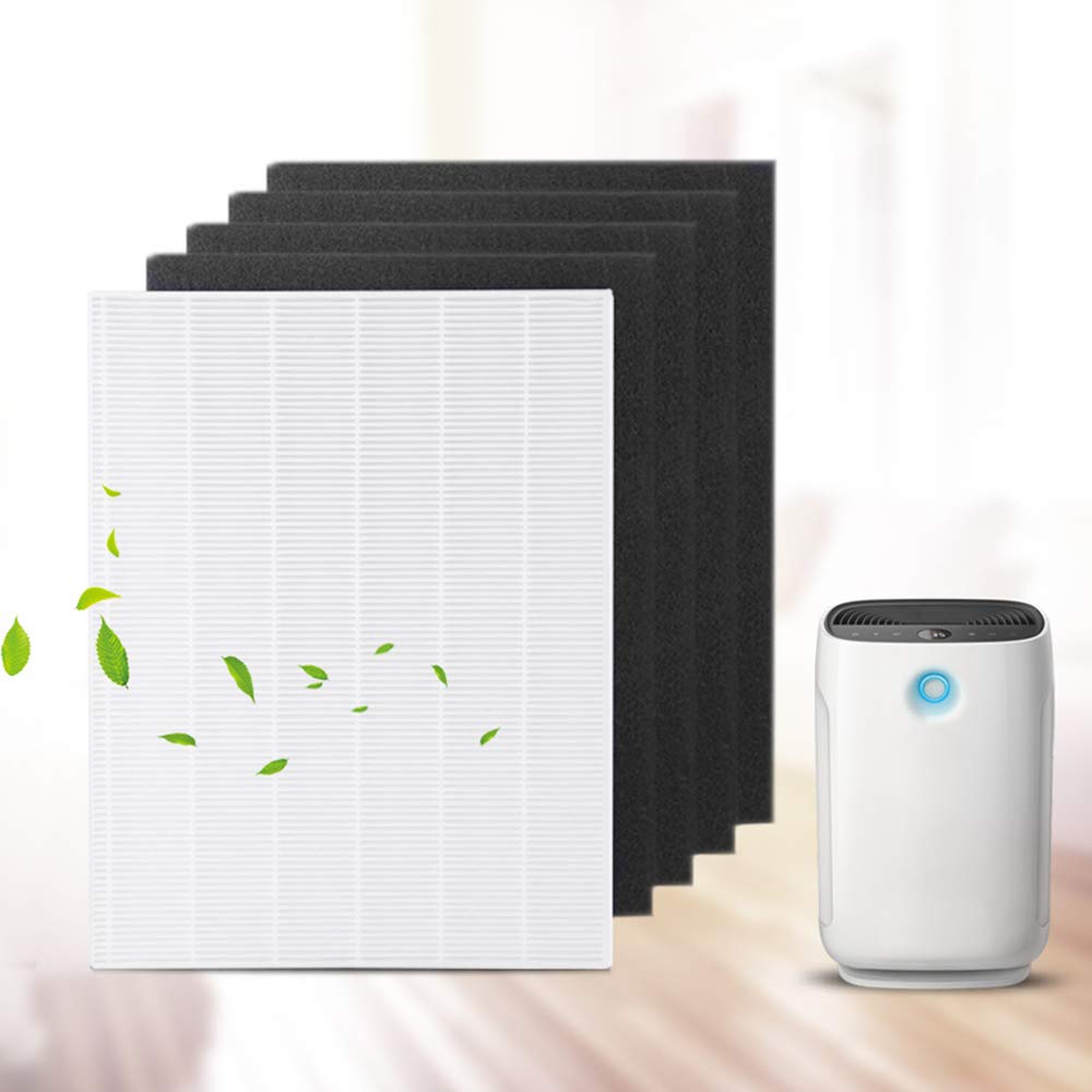 WuYan 4pcs Air Purifiers Part Carbon Front Filter and 1 Main HEPA Filter for Winix 115115 5300 5500 630