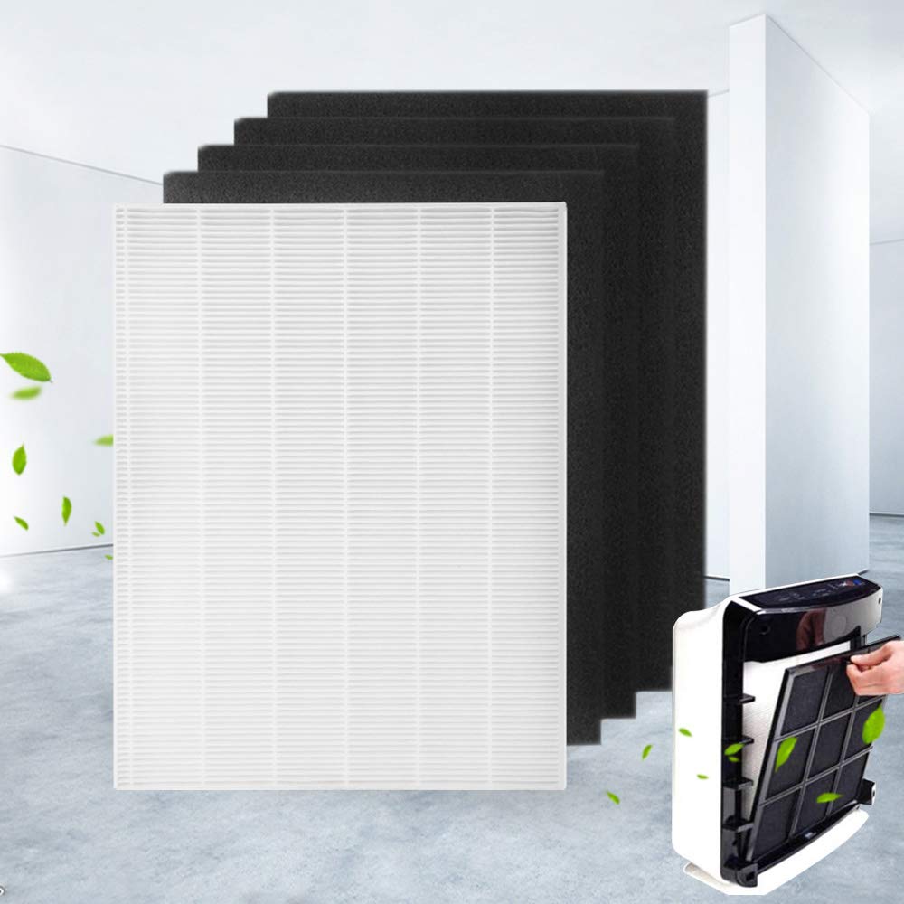 WuYan 4pcs Air Purifiers Part Carbon Front Filter and 1 Main HEPA Filter for Winix 115115 5300 5500 630
