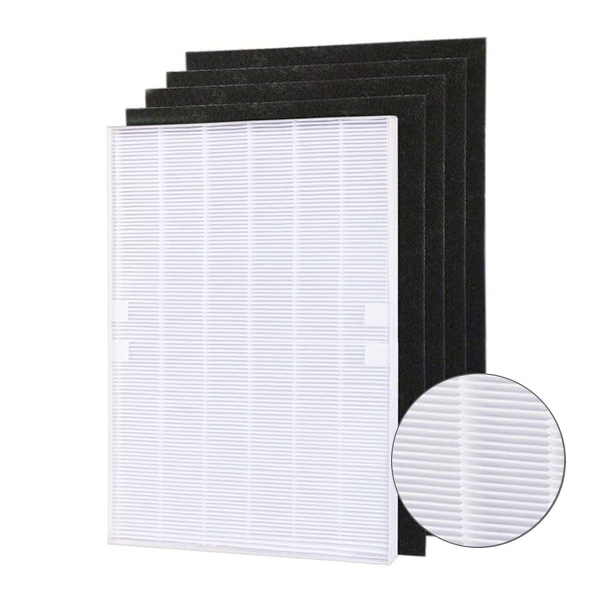 WuYan 4pcs Air Purifiers Part Carbon Front Filter and 1 Main HEPA Filter for Winix 115115 5300 5500 630