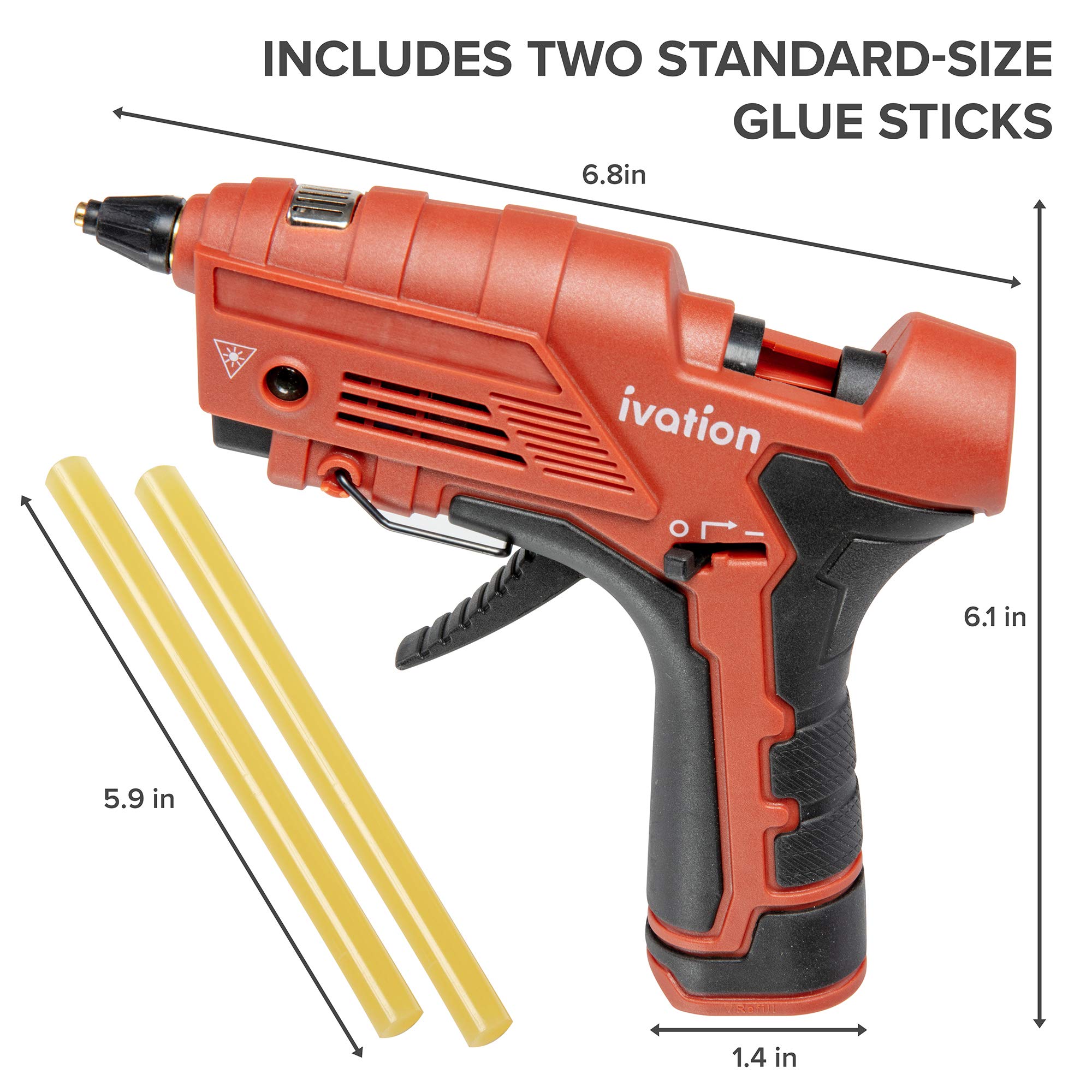 Ivation Cordless Butane Powered Glue Gun, Fast Heat-Up Gas Powered Hot GlueGun with Self-Regulating Temperature for DIY Projects, Arts & Crafts, Woodworking, Home Repairs Gift Decorations & More