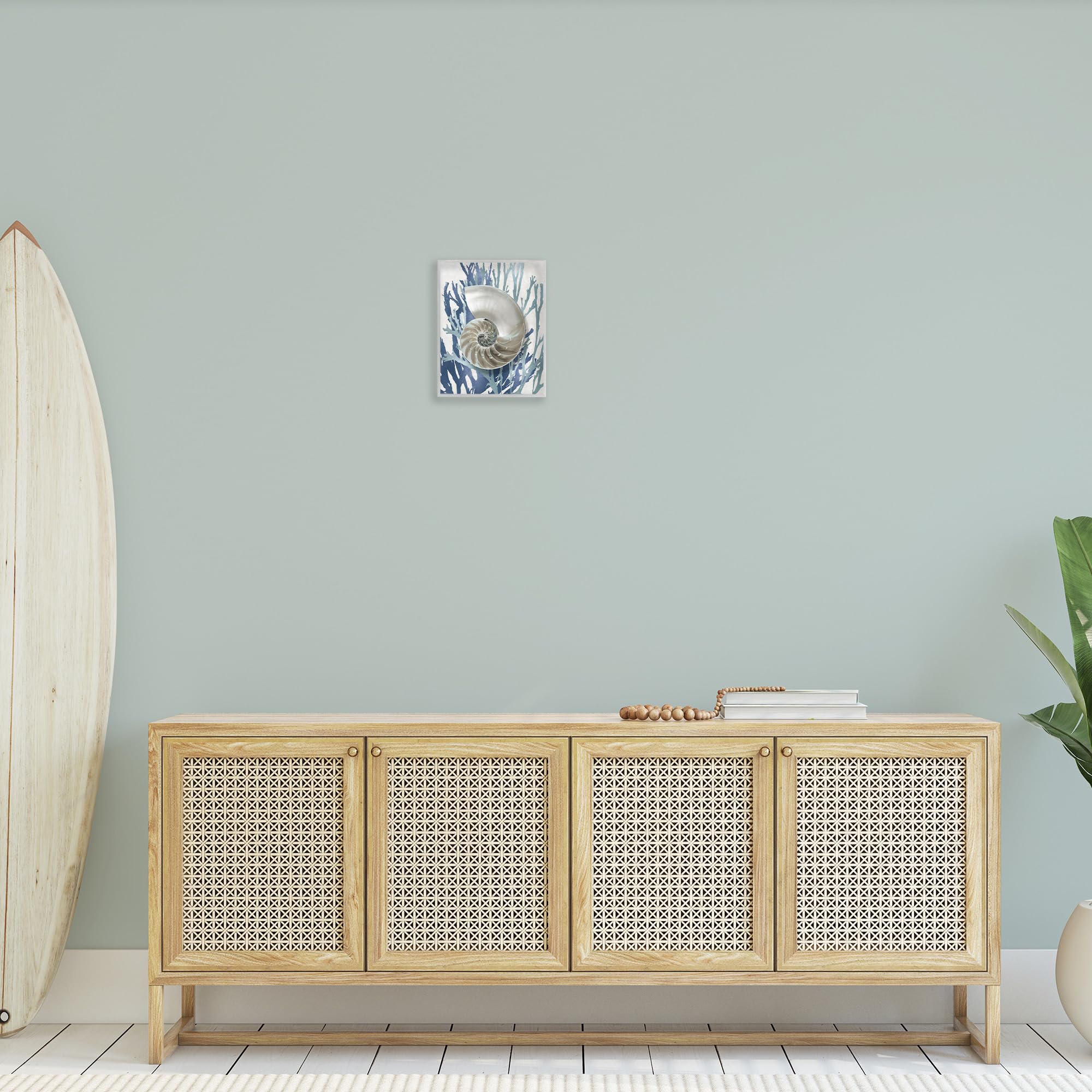 Stupell Industries Shell Coral Beach Blue Design, Design by Caroline Kelly