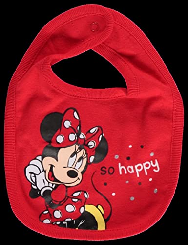 Disney Minnie Mouse Newborn Baby Girls 4 Piece Outfit Set: Bodysuit Pants Bib Hat Red 3-6 Months