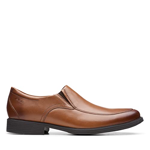 Clarks Men's Whiddon Plain Loafer, Dark Tan Leather, 12