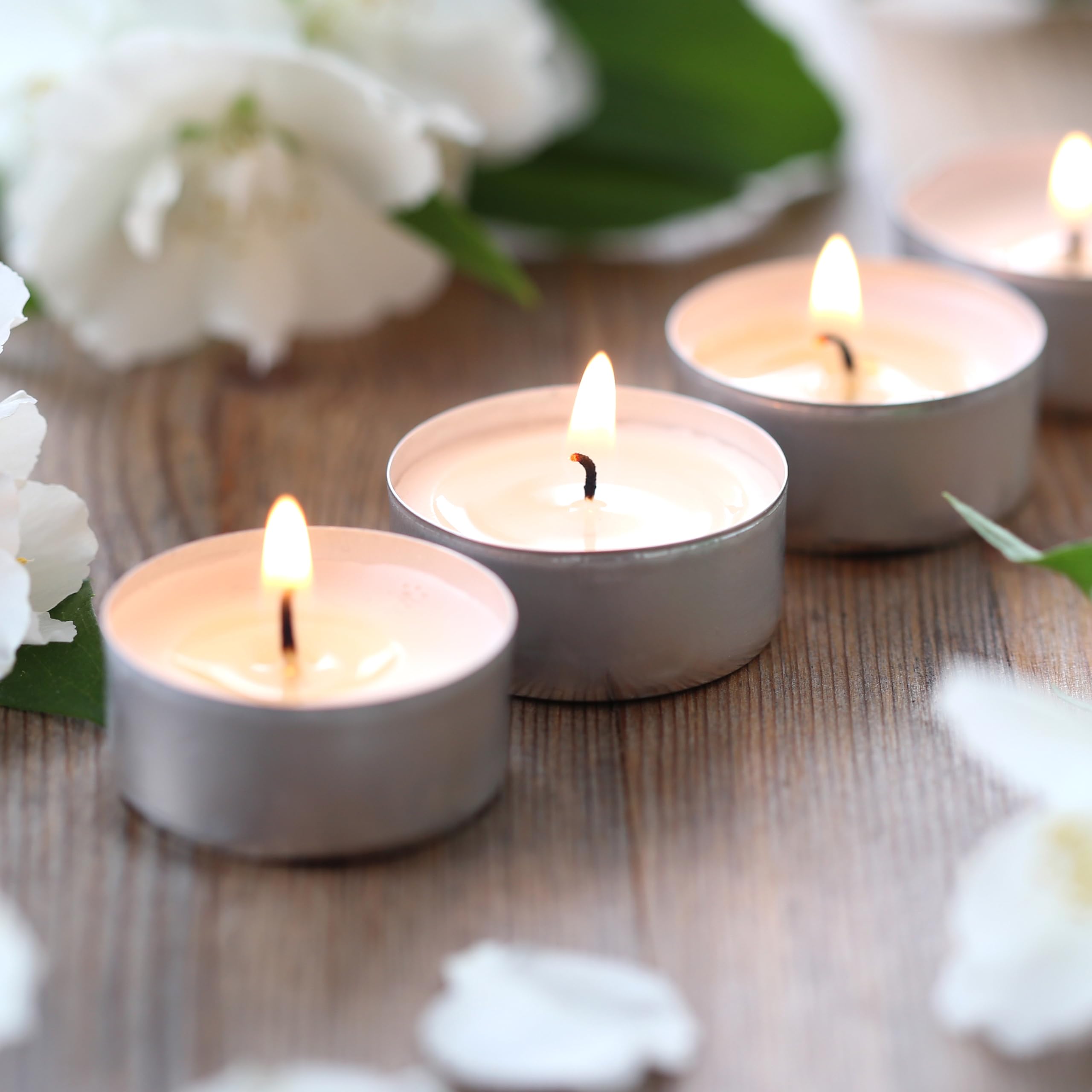 PARNOO White Tea Light Candles, 250 Pcs β 6-Hour Long Burn Time Small Candles, No Soot, Unscented with Cotton Wick in Metal Cups β Bulk Pack of Candles for Romantic Dinners, Weddings, Spas, & Hotels