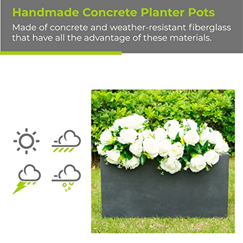 Kante 31.1" L Long Rectangular Concrete Planter, Large Outdoor Indoor Garden Pots with Drainage Hole and Rubber Plug, Charcoal